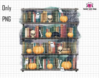 Halloween Library PNG SVG, Ghost Books Halloween Png, Teacher Halloween ...