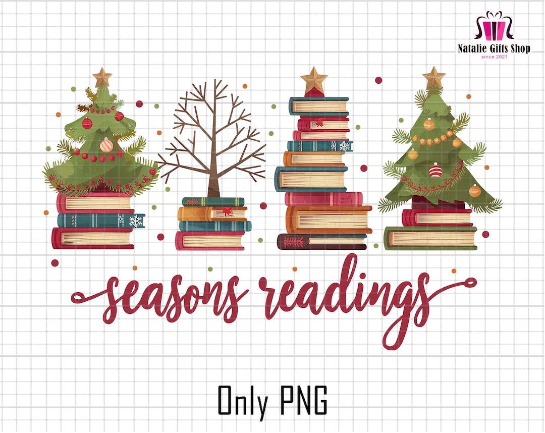 Season Readings Png, Christmas Books Tree Png, Bookmas Png, Gift for ...