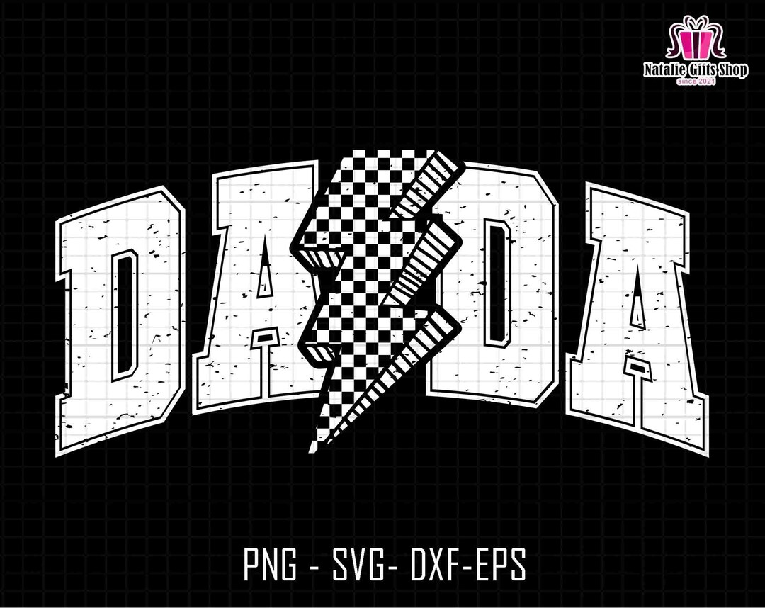 Dada Lightning Bolt Svg, Checkered Dada Svg, Father's Day Svg, Dad ...