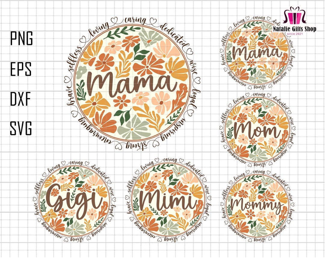 Boho Floral Mama Svg Bundle, Adjectives Mother's Day Svg, Spring Mom ...