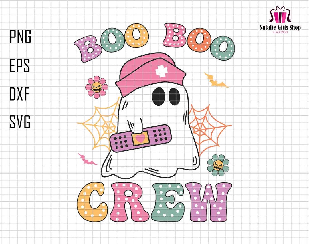 Boo Boo Crew Svg, Retro Halloween Svg, Ghost Nurse Svg, Cute Ghost Svg ...