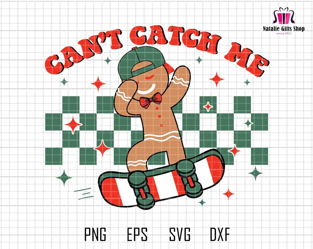 Can't Catch Me Svg, Boy Gingerbread Svg, Skateboarding Gingerbread in ...
