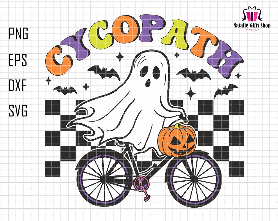 Cycopath Halloween Svg, Ghost on a Bicycle Svg, Cycopath Club, Cool ...