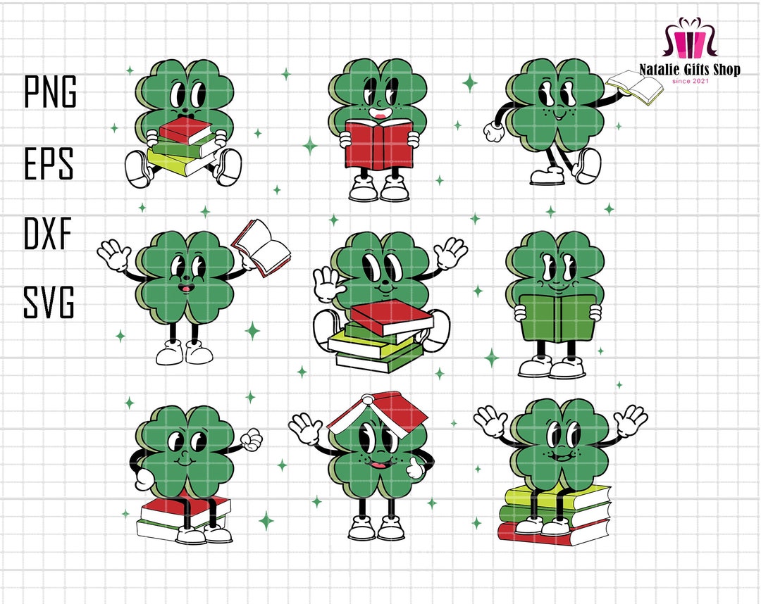 Shamrock Reading Books Svg, St Patricks Day Book Lover Svg, Lucky ...
