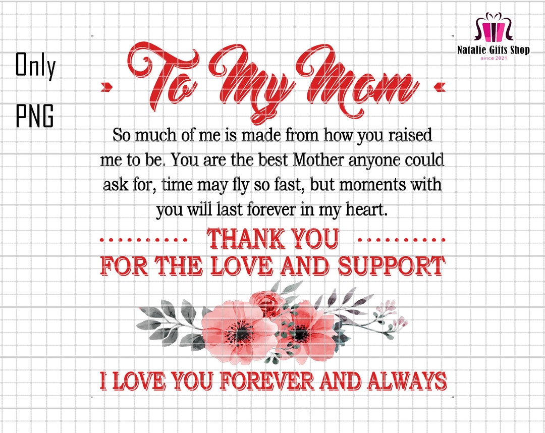 To My Mom Png, Message for Mom Png, Gift for Mom, Mom Sublimation Png ...