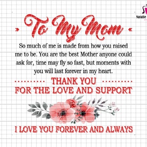 To My Mom Png, Message for Mom Png, Gift for Mom, Mom Sublimation Png ...
