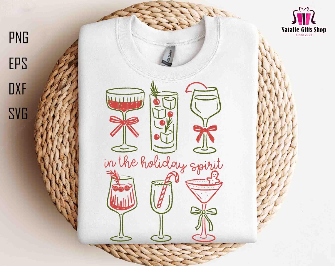In the Holiday Spirit Svg, Christmas Cocktails Svg, Festive Party ...