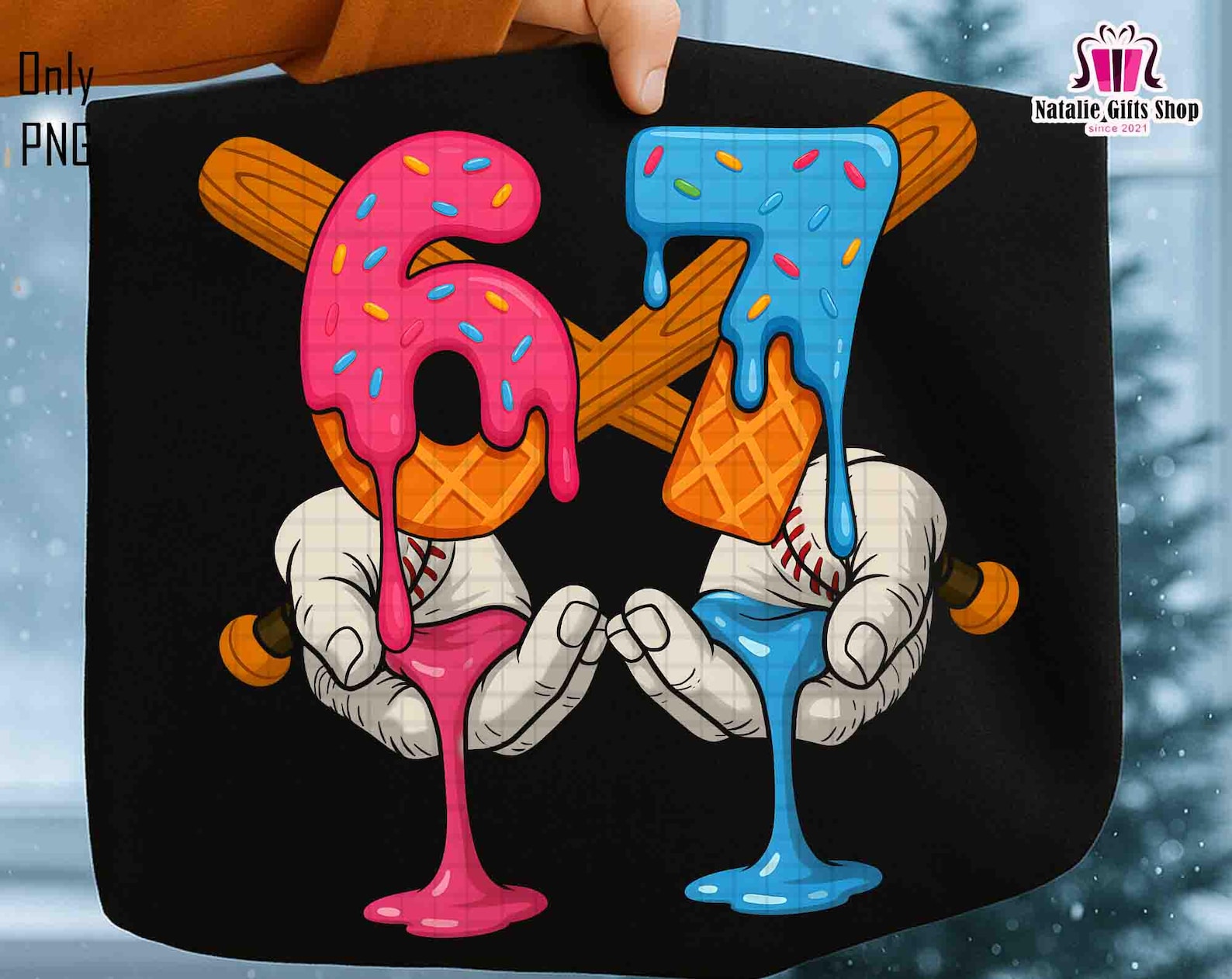 Baseball 67 Ice Cream Drip Png, Number 67 Player, Funny Six Seven, Gen ...