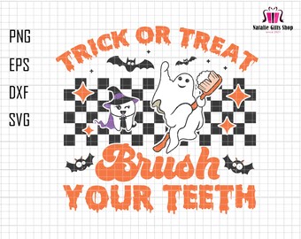 Trick or Teeth Svg, Halloween Dentist Svg, Retro Halloween, Spooky ...
