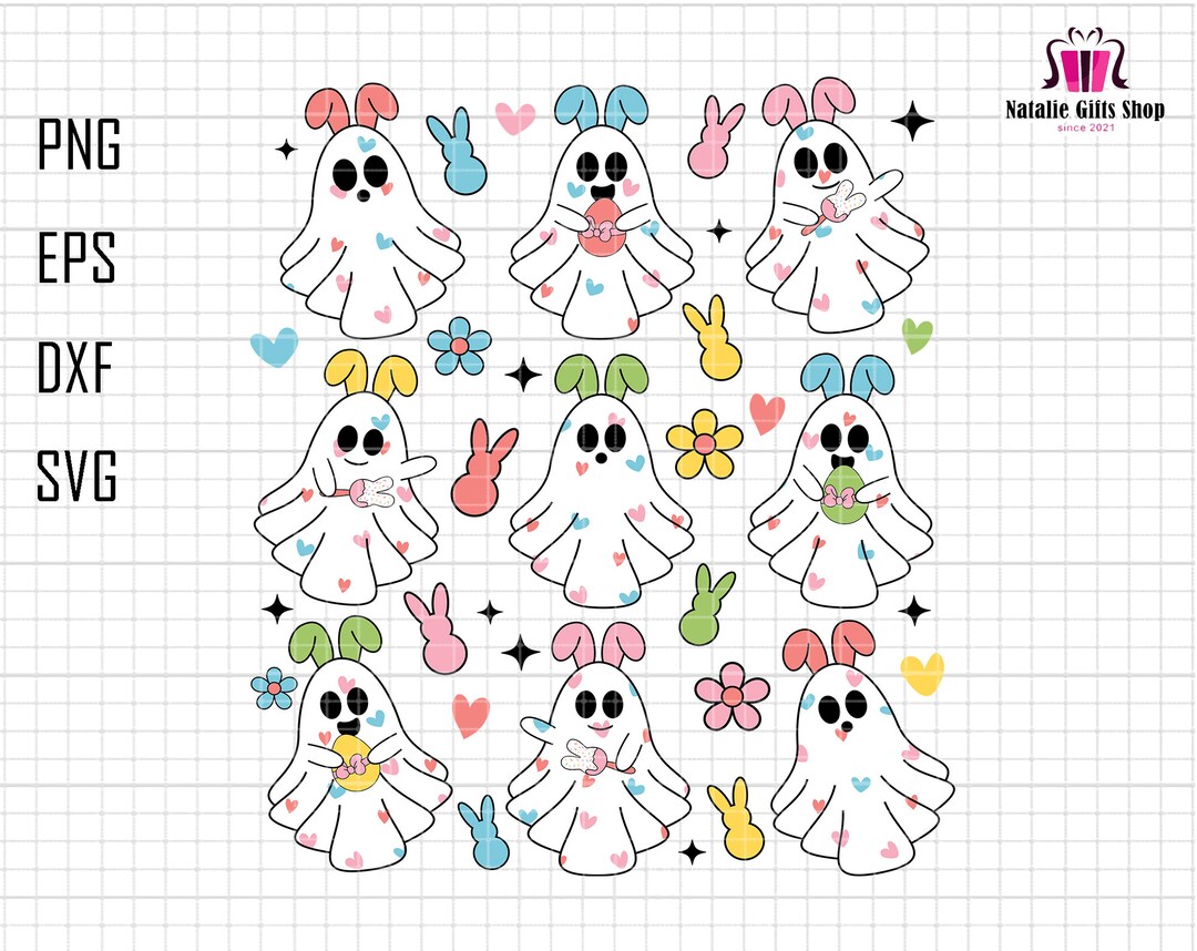 Bunny Ghost Svg, Easter Ghost Svg, Spooky Easter Svg, Easter Egg Svg ...