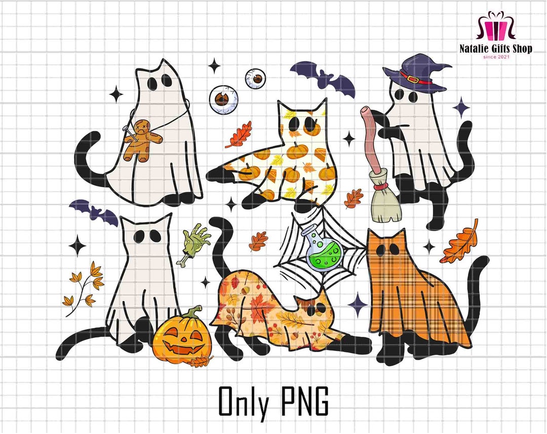 Black Cat Halloween Png, Ghost Cat Png, Halloween Png, Halloween Cat ...