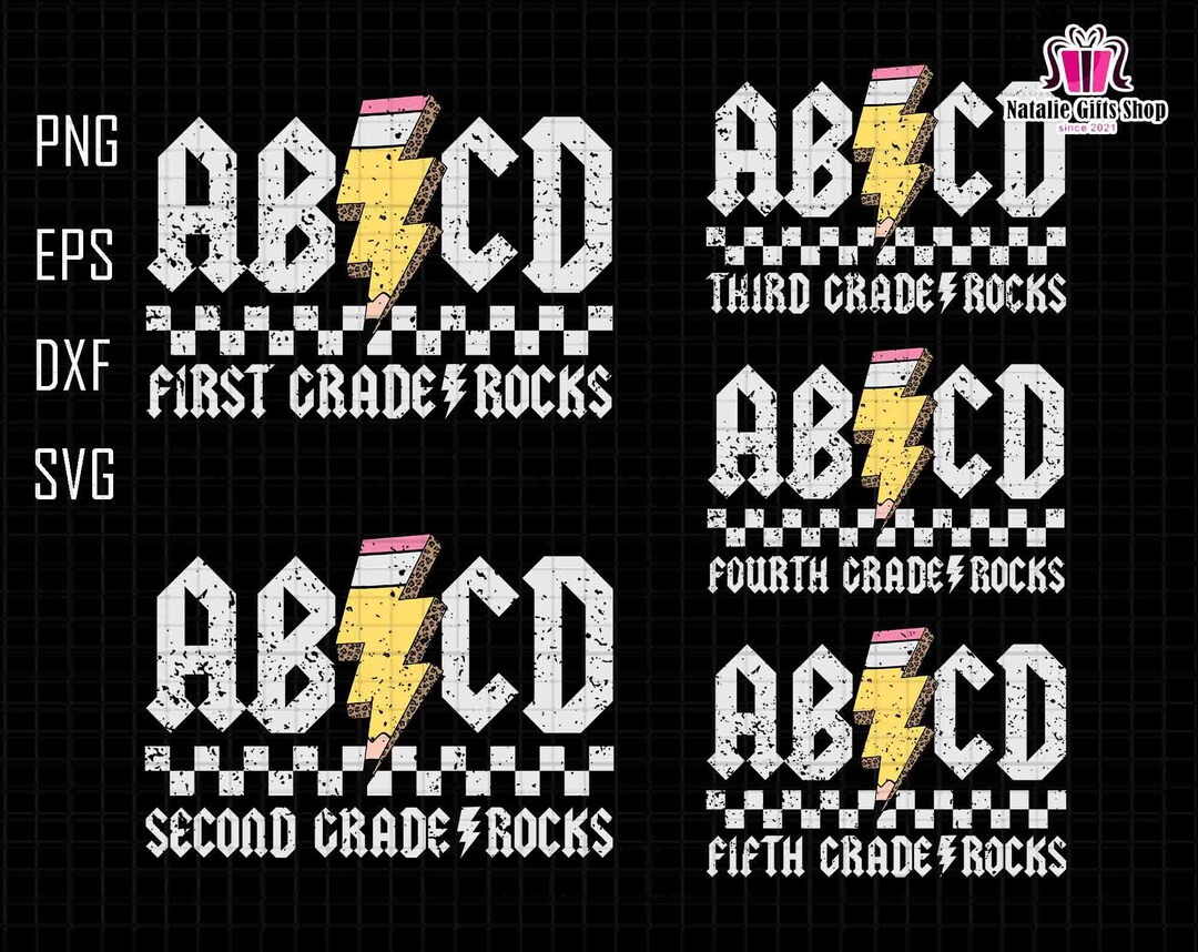 Back to School Svg Bundle, ABCD Grade Rock Svg, First Day of School ...
