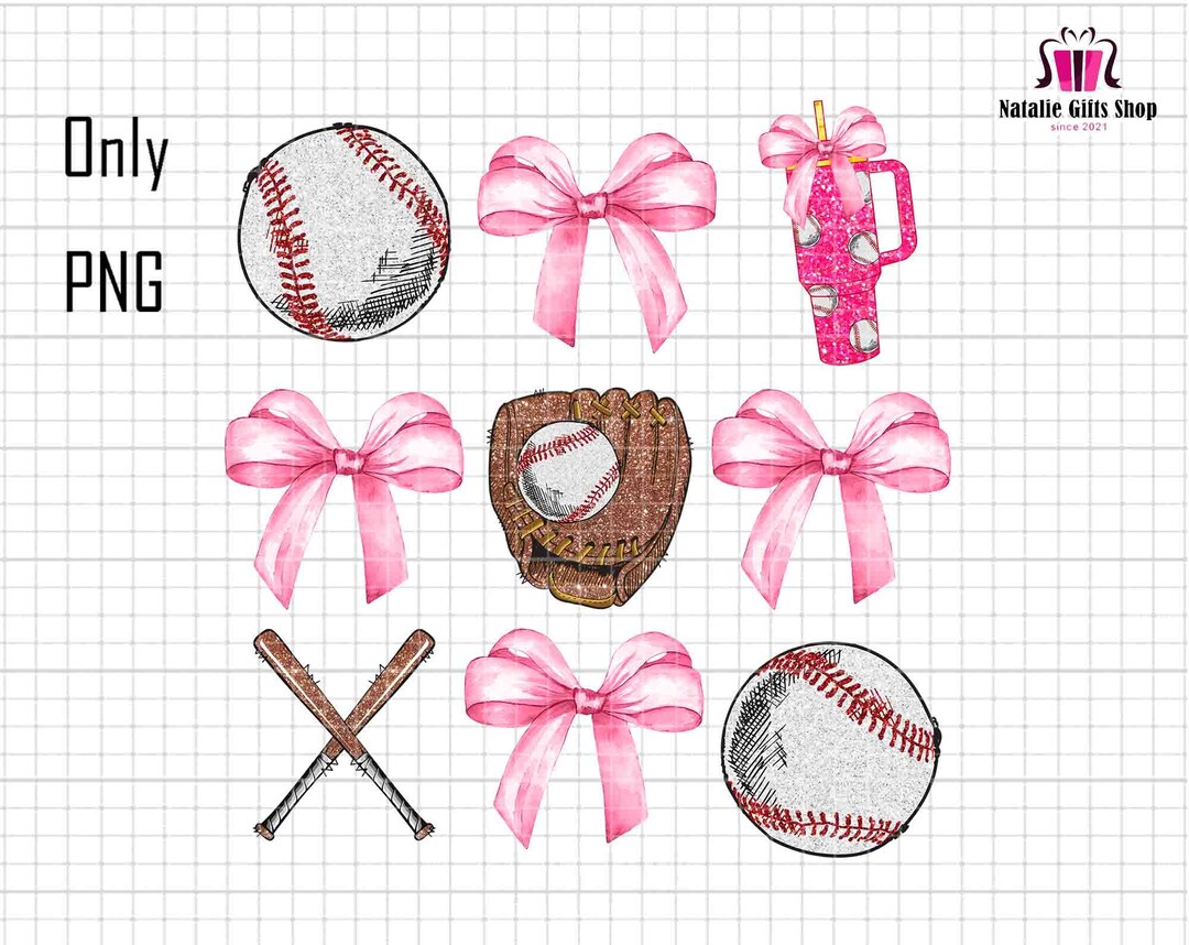Baseball Coquette Bow Png, Soft Girl Era Png, Glitter Sequin Baseball ...