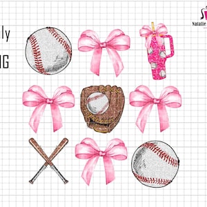 Baseball Coquette Bow Png, Soft Girl Era Png, Glitter Sequin Baseball ...