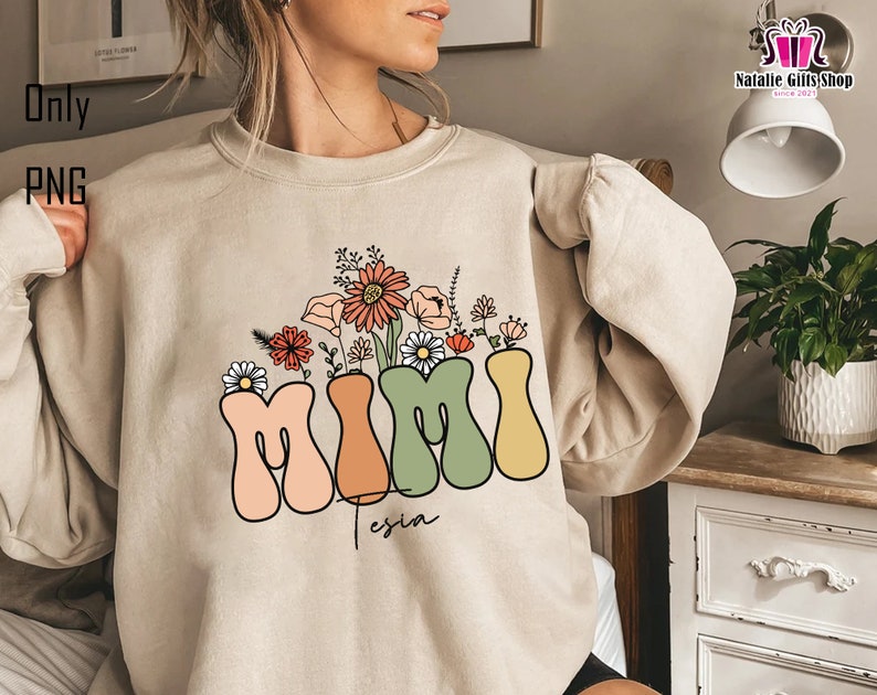 Personalized Mimi Floral Png File, Custom Children's Names Png ...