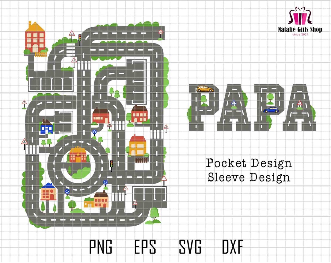 Papa Car Track Svg, Play Car Race on Grandpa Svg, Platmat Car Race ...
