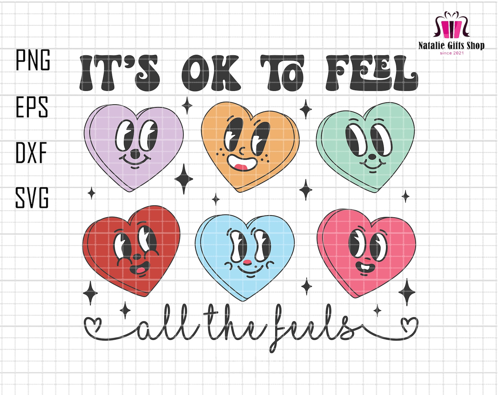 It's OK to Feel Svg, All the Feel Svg, Retro Hearts Svg, Mental Health ...