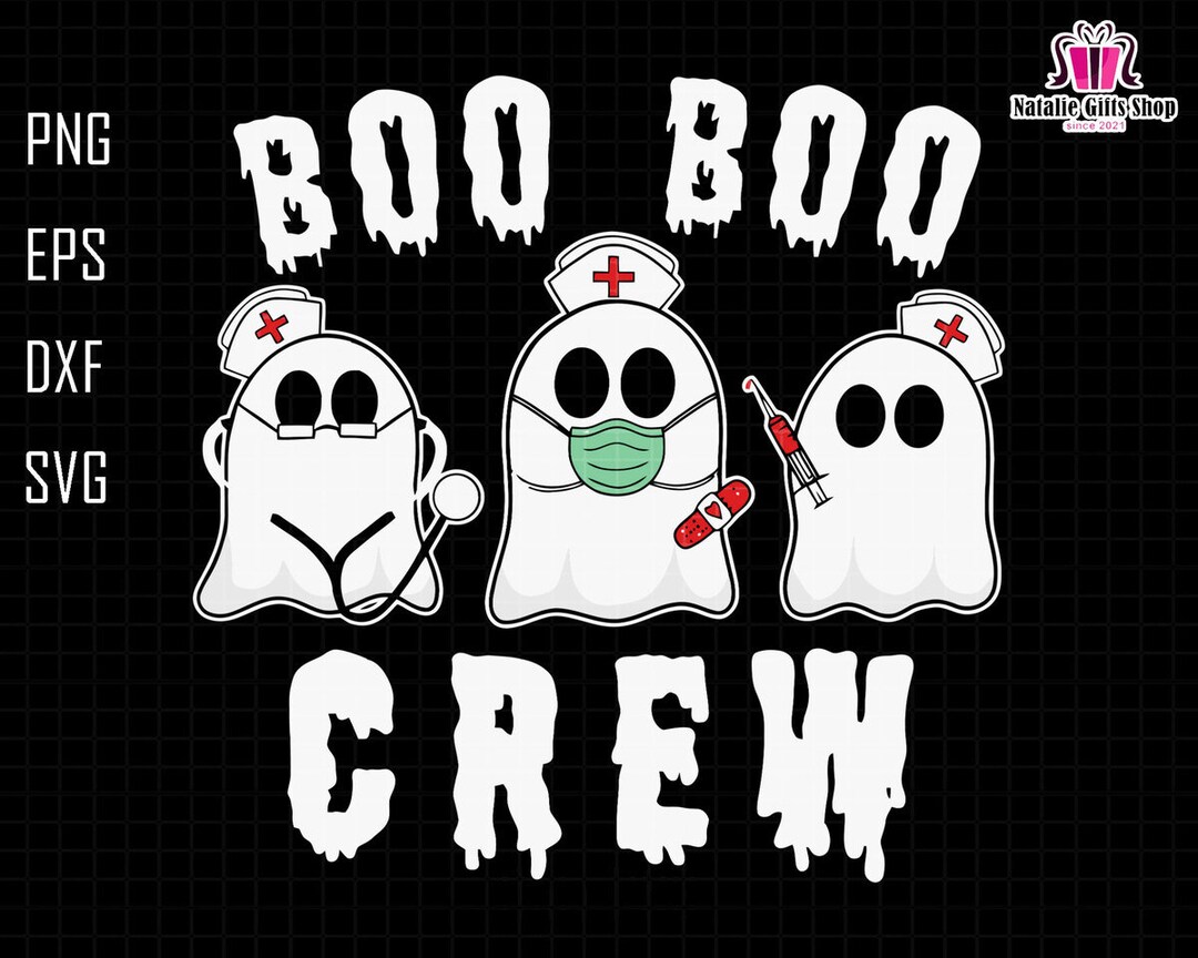 Boo Boo Crew Svg, Retro Halloween Svg, Ghost Nurse Svg, Cute Ghost Svg ...