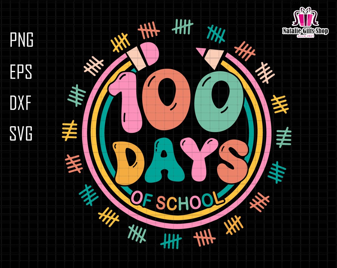 100 Days of School SVG, Groovy 100 Days SVG, Braver Brighter Stronger ...