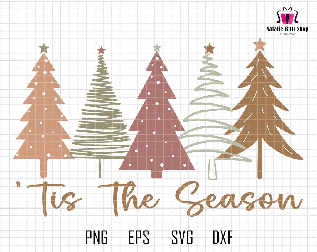 Tis the Season Svg, Christmas Tree Svg, Wonderful of the Year, Boho ...