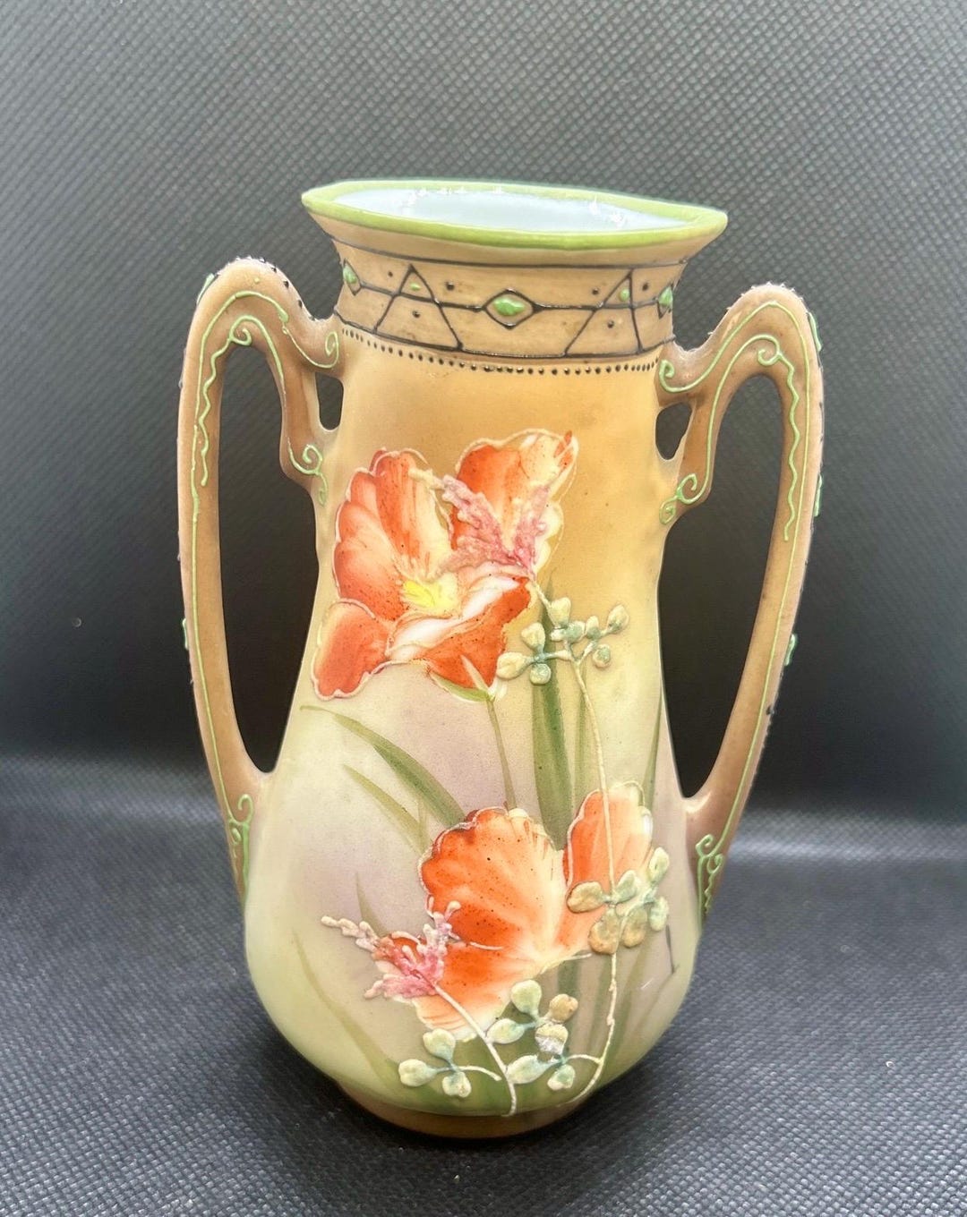 Antique Nippon Rare Moriage Poppy Vase - Etsy