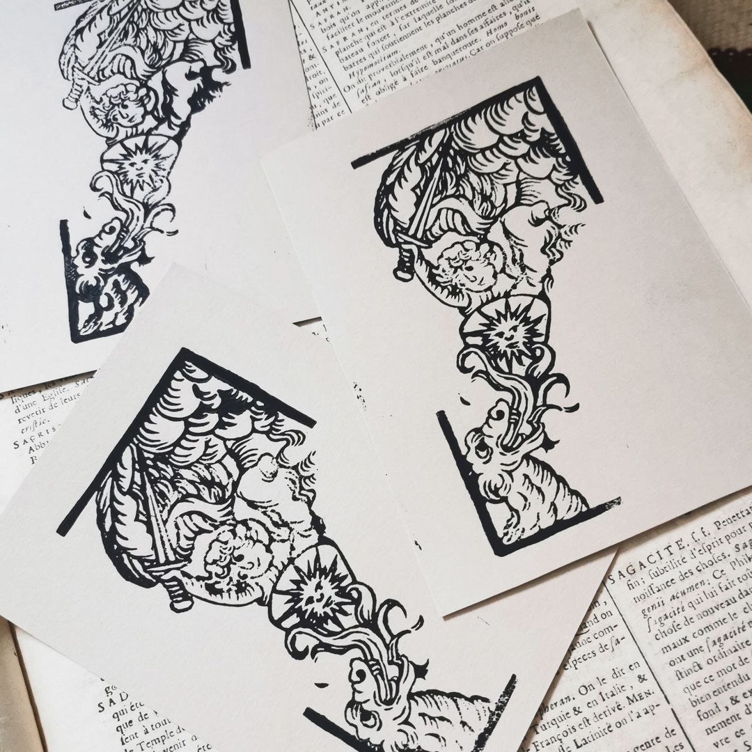 Solar Angel and Dragon Handmade Linocut - Etsy