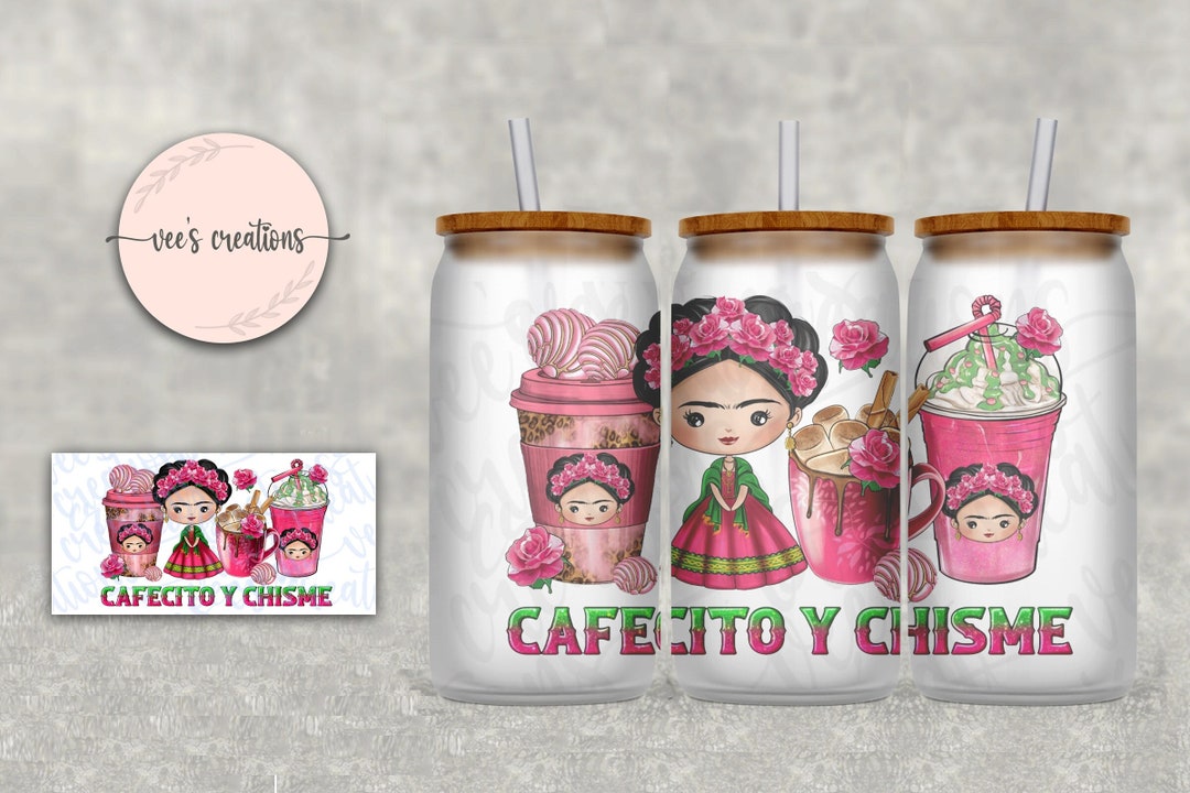 Frida Kahlo Cafecito Y Chisme 16oz Libbey Frosted Glass Tumbler Etsy