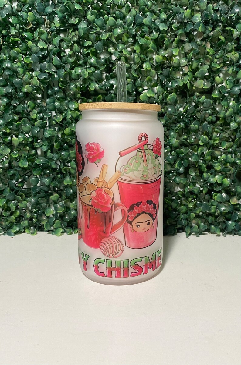 Frida Kahlo Cafecito Y Chisme 16oz Libbey Frosted Glass Etsy