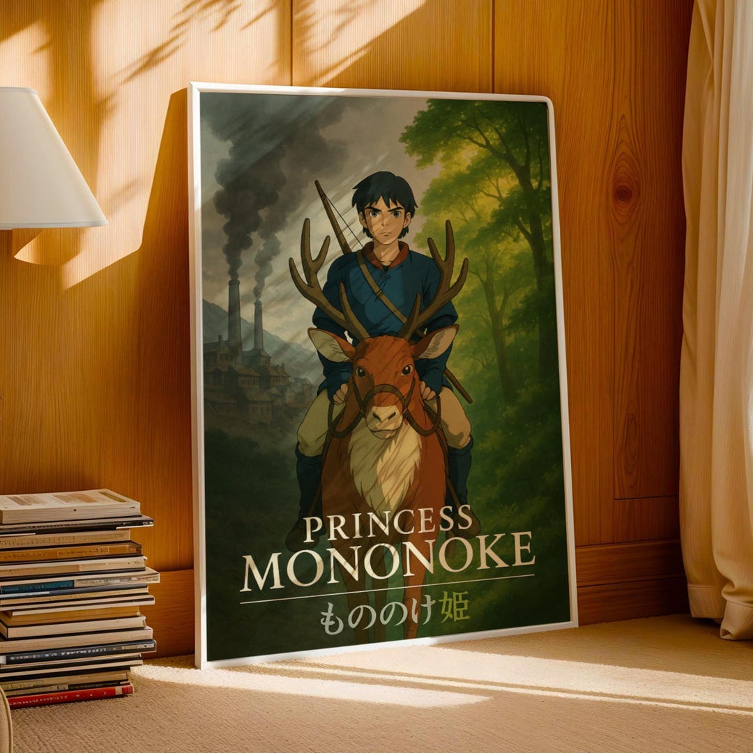 Princess Mononoke Poster, Studio Ghibli Anime Wall Art Print, Hayao ...