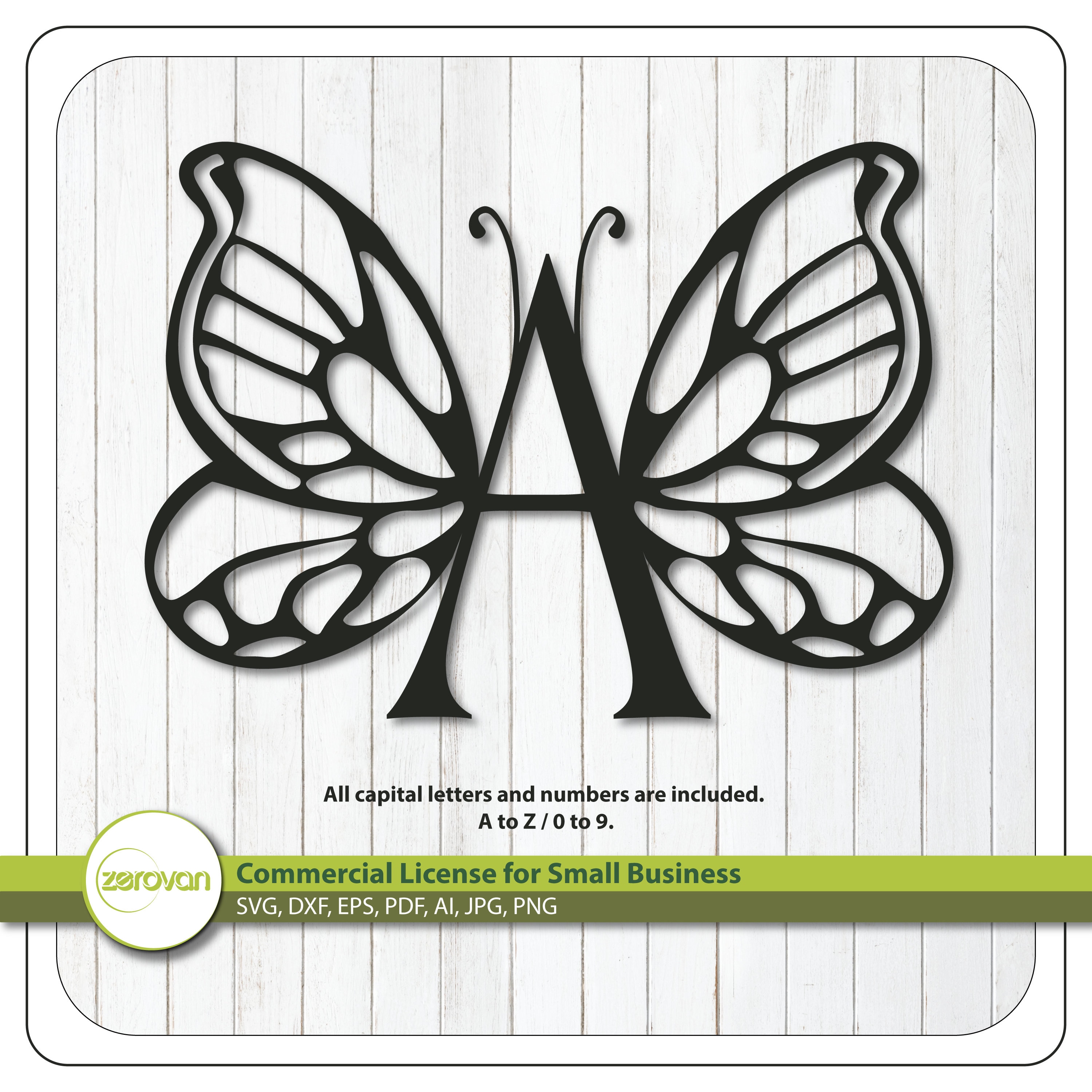 Butterfly Monogram Alphabet and Numbers Svg, Png, Jpg, Pdf, Dxf, Ai ...