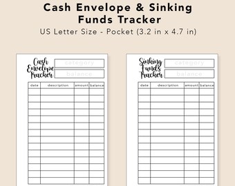 MINIMALISTIC Cash Envelope Tracker & Sinking Fund Tracker Inserts for ...