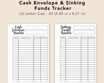 MINIMALISTIC Cash Envelope Tracker & Sinking Fund Tracker Inserts for ...