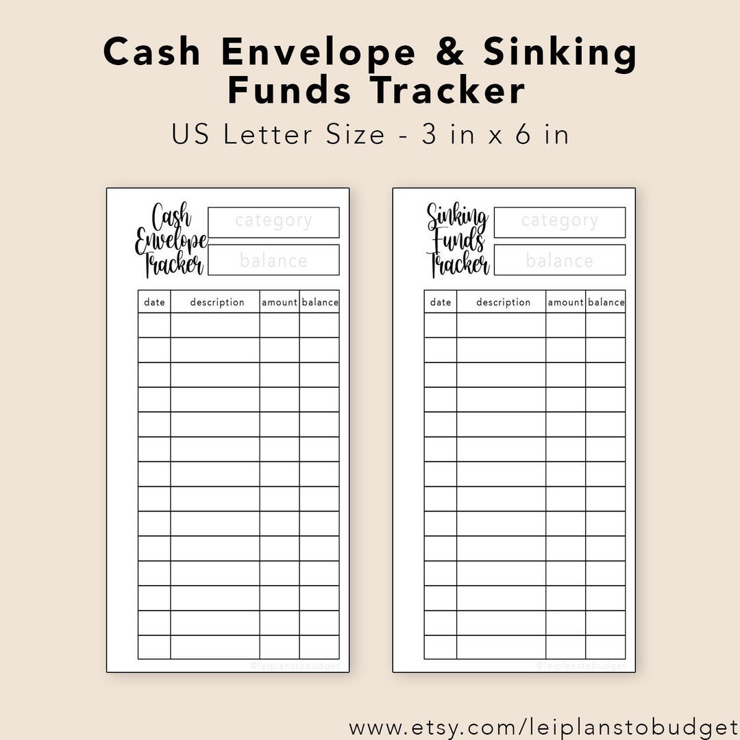 MINIMALISTIC Cash Envelope Tracker & Sinking Fund Tracker Inserts for ...