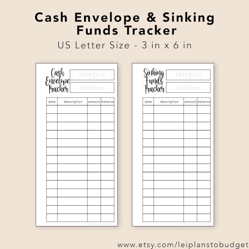 MINIMALISTIC Cash Envelope Tracker & Sinking Fund Tracker Inserts for ...