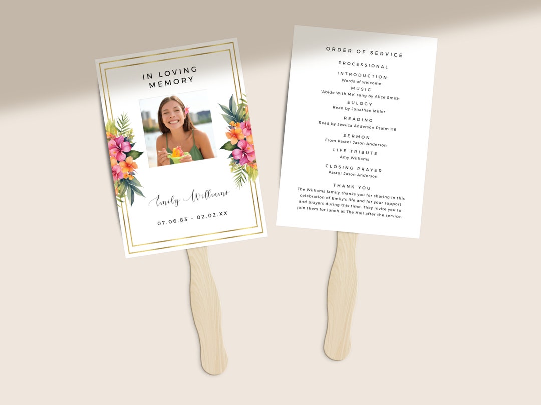 Printable Funeral Fan Tropical Flowers INSTANT DOWNLOAD - Etsy