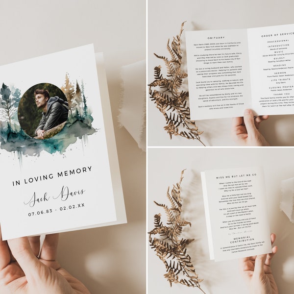 Memorial Program Template for Man - Etsy