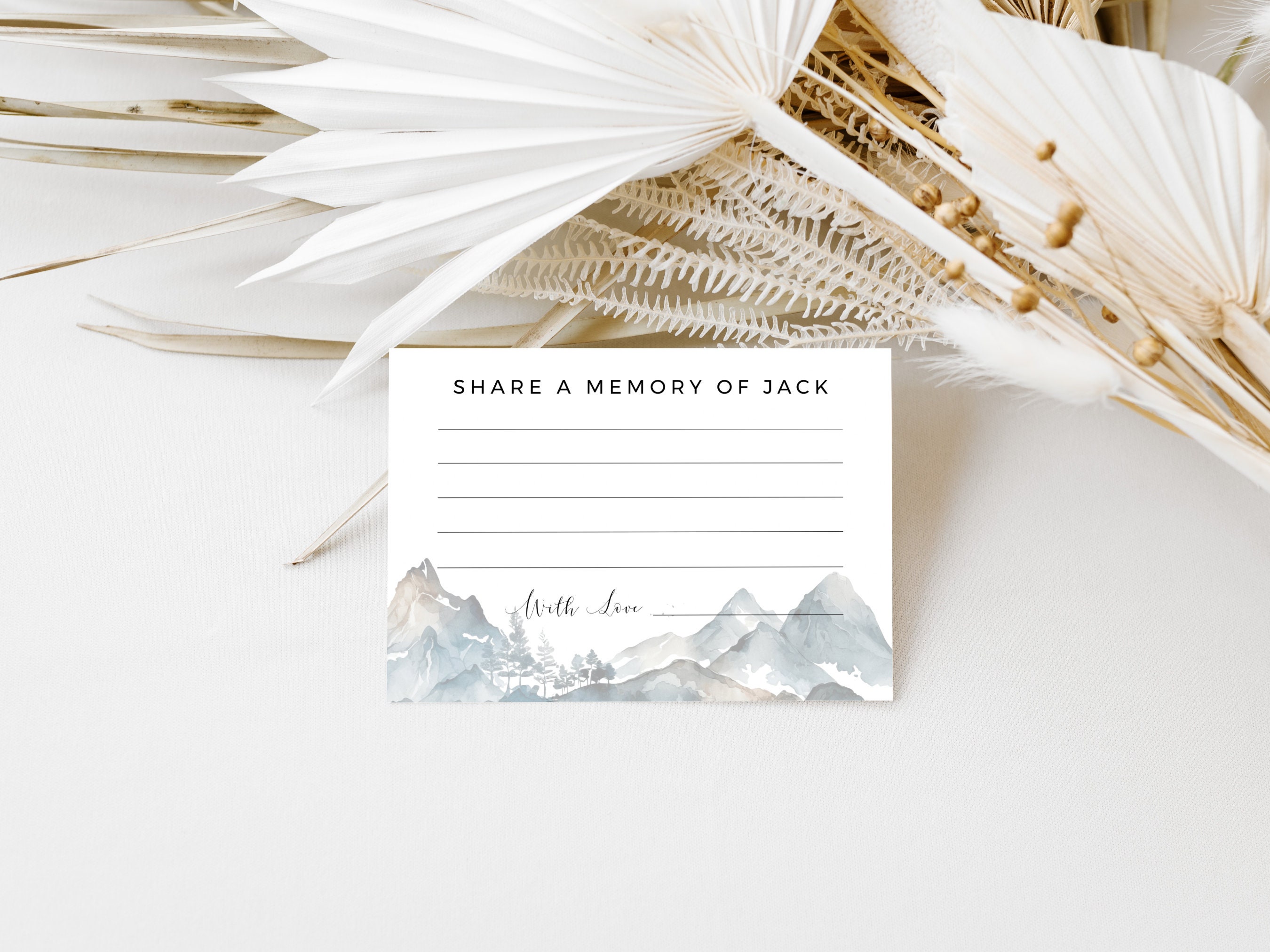 Funeral Share A Memory Card Template Mountain, INSTANT DOWNLOAD ...