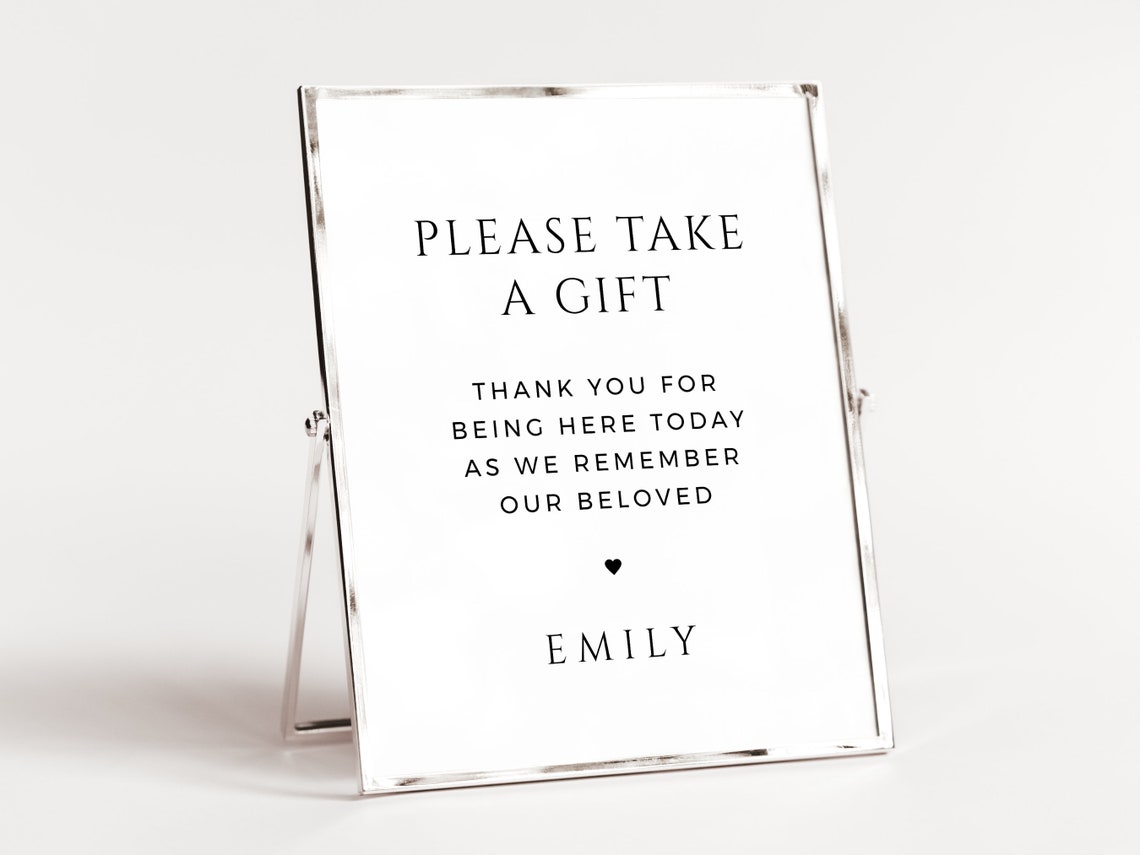 Funeral Favor Sign Minimalist, INSTANT DOWNLOAD, Memorial Thank You ...