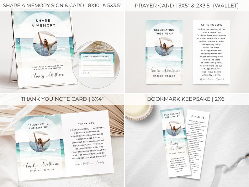 Ocean Funeral Bundle Templates, INSTANT DOWNLOAD, in Loving Memory ...