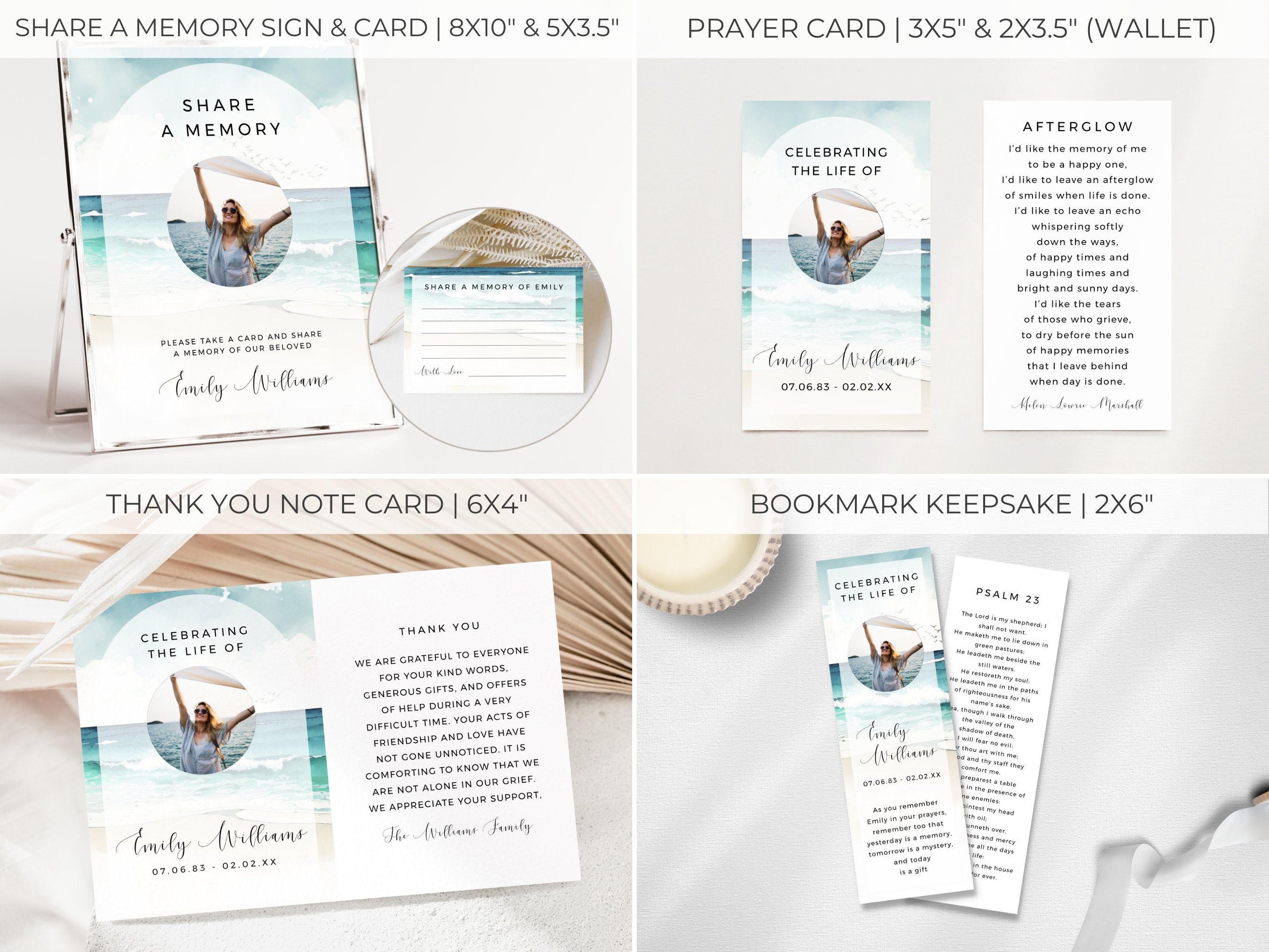 Ocean Funeral Bundle Templates, INSTANT DOWNLOAD, in Loving Memory ...