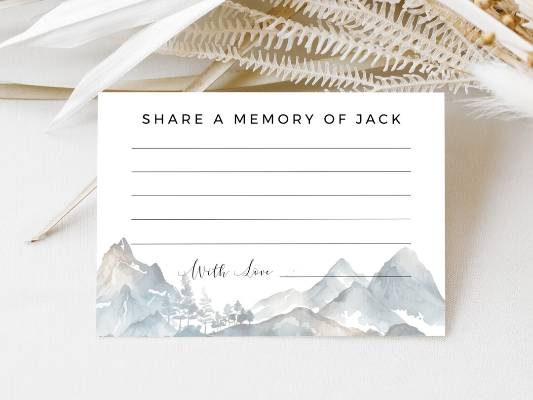 Funeral Share A Memory Card Template Mountain, INSTANT DOWNLOAD ...