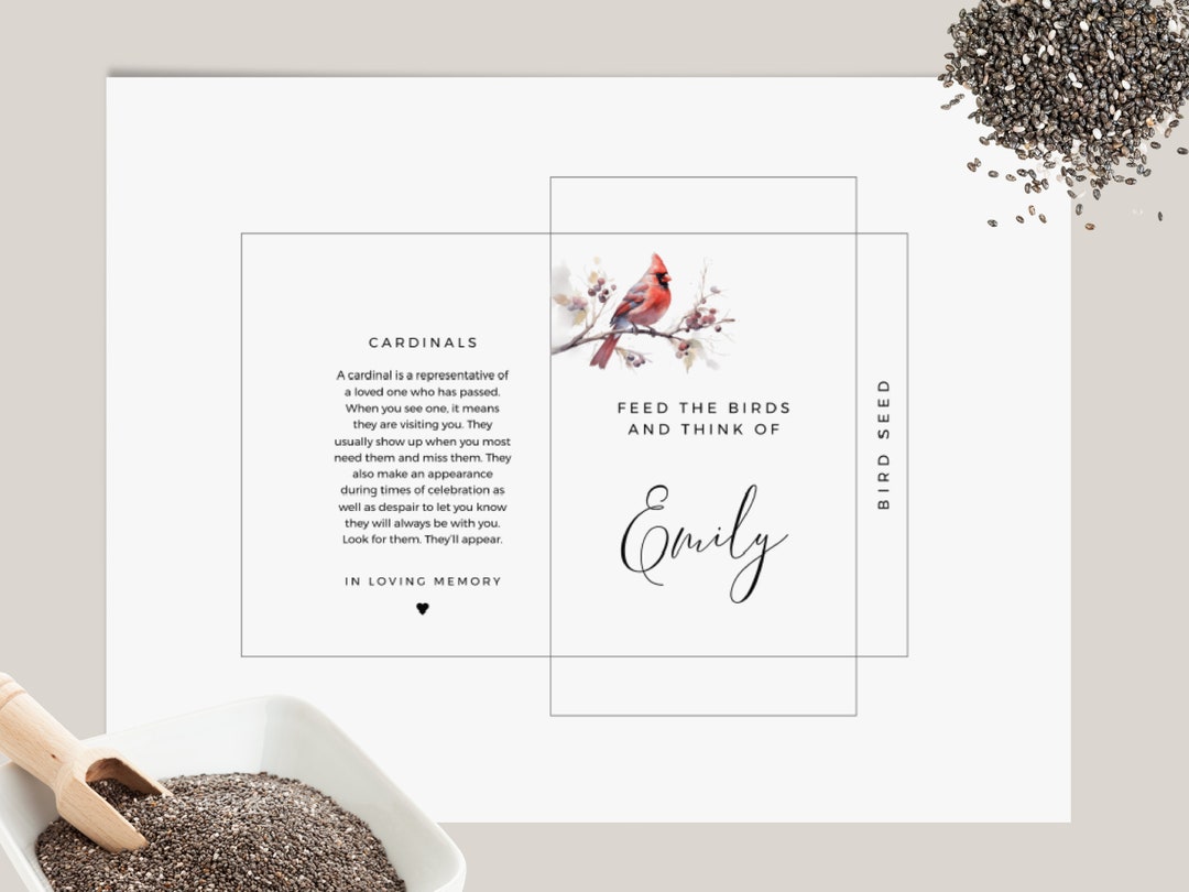 Funeral Favors Bird Seed Packet, INSTANT DOWNLOAD, Printable Memorial ...
