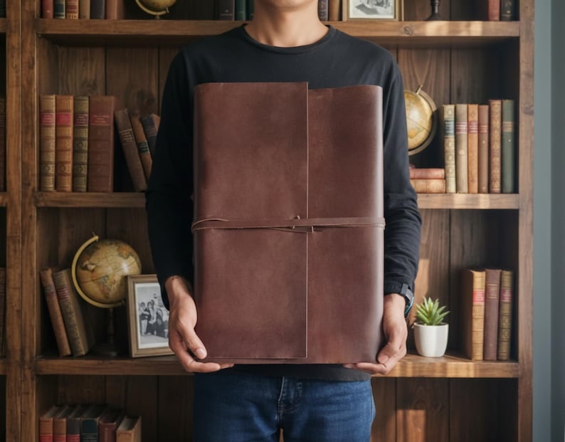 A3 Leather Journal Extra Large – Handmade Sketchbook | Oversized ...