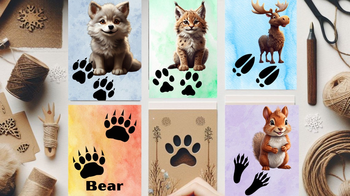 Winter Woodland Animal Tracks Flashcards: Montessori-inspired ...
