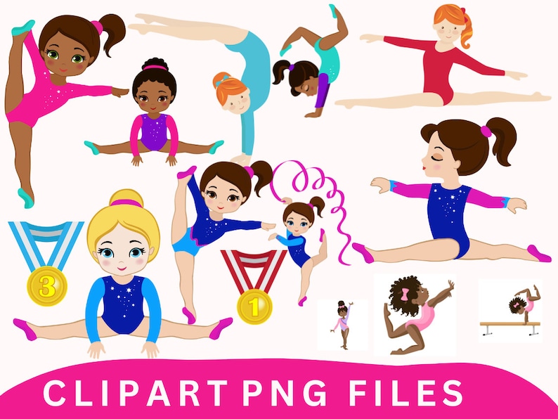 Gymnastics Girl Clipart Bundle, Scrapbook Graphics (instant Download ...