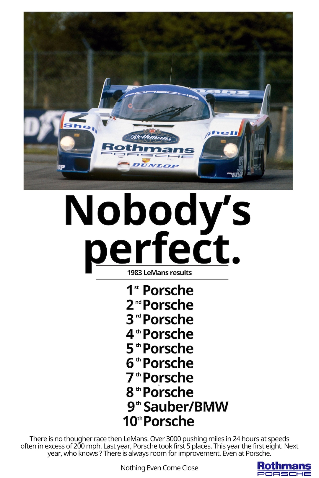 Porsche Poster Vintage Porsche Artwork Nobody's Perfect Wall Art ...