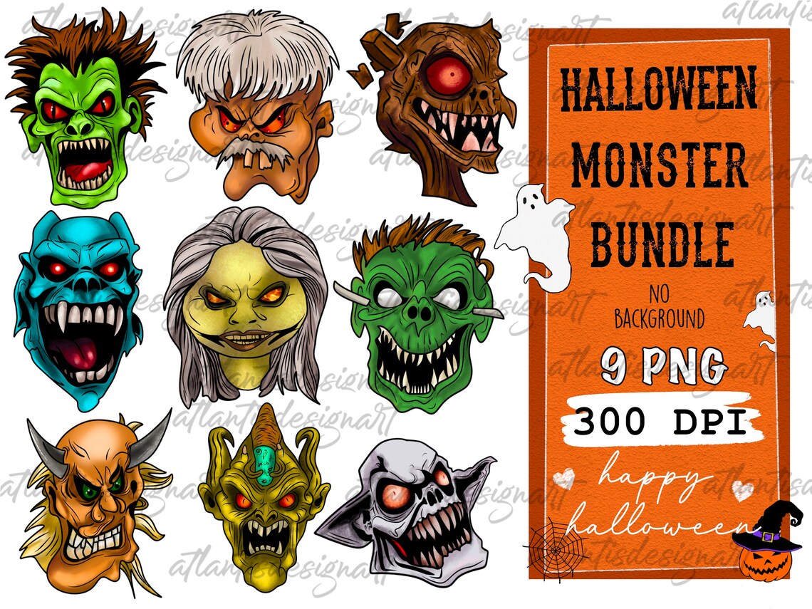 Monsters Clipart Bundle, Halloween Monster Png, Monster Png,halloween ...