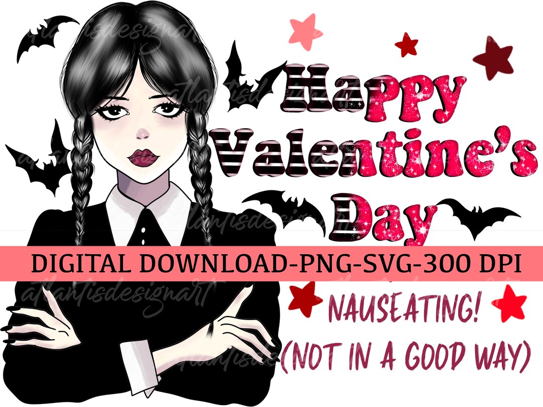 Wednesday Addams Valentines Png, Wednesday Addams, 300 DPI, High ...