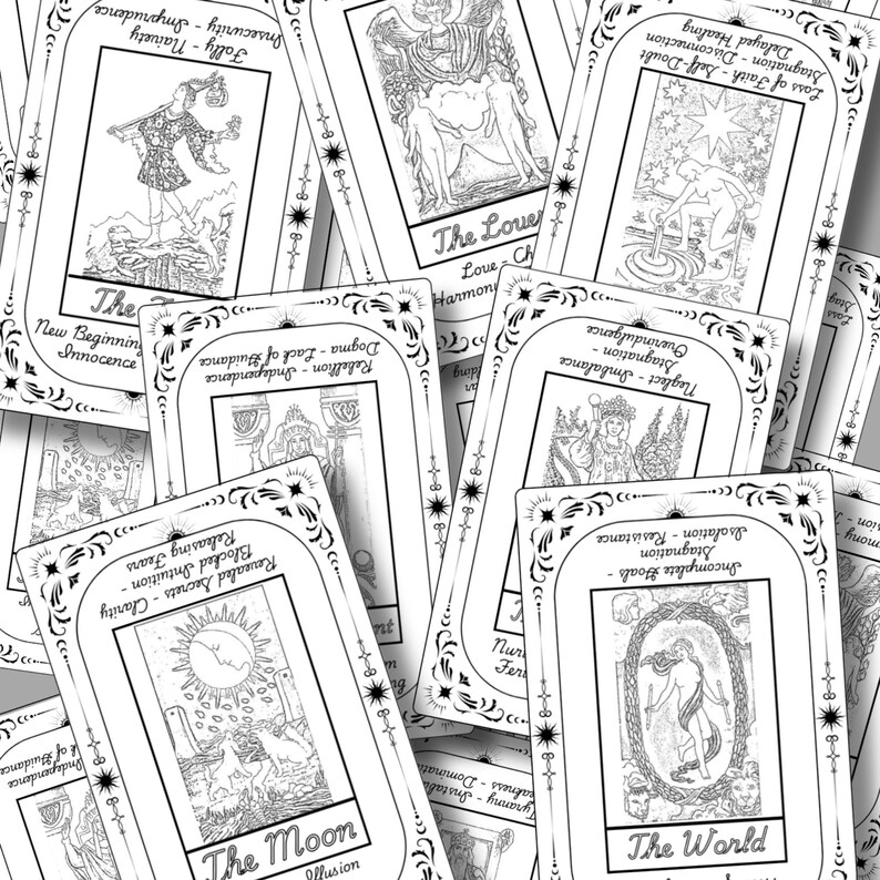 Printable Major Arcana Tarot Deck & Colour-in Tarot Journal Bundle ...