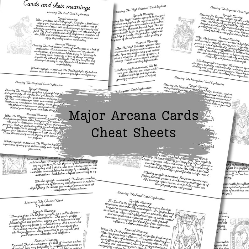 Printable Major Arcana Tarot Deck & Colour-in Tarot Journal Bundle ...